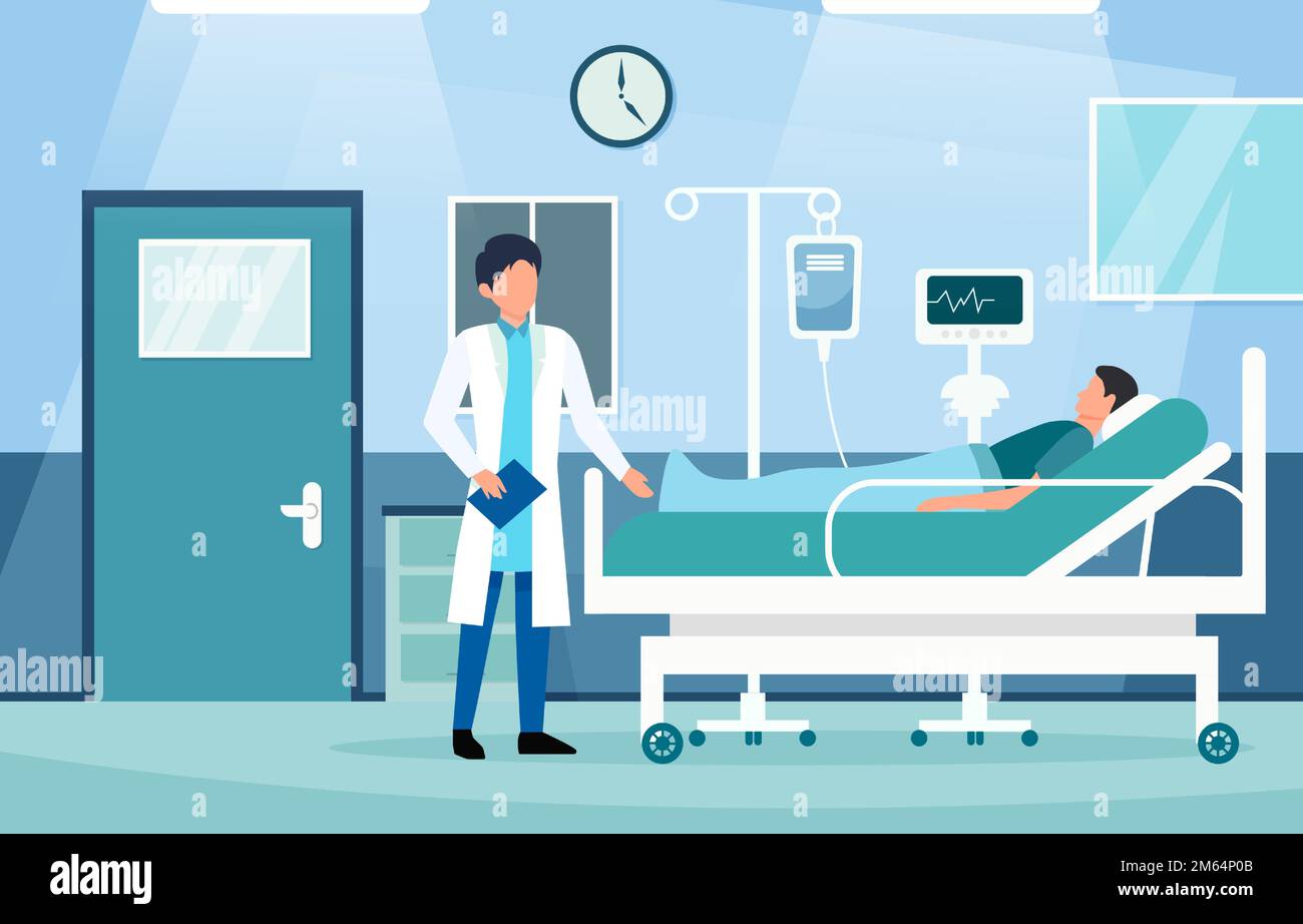 Inpatient department with doctor and patient characters . Hospital ...