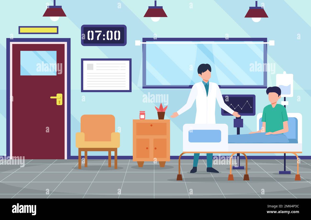 Inpatient department with doctor and patient characters . Hospital ...