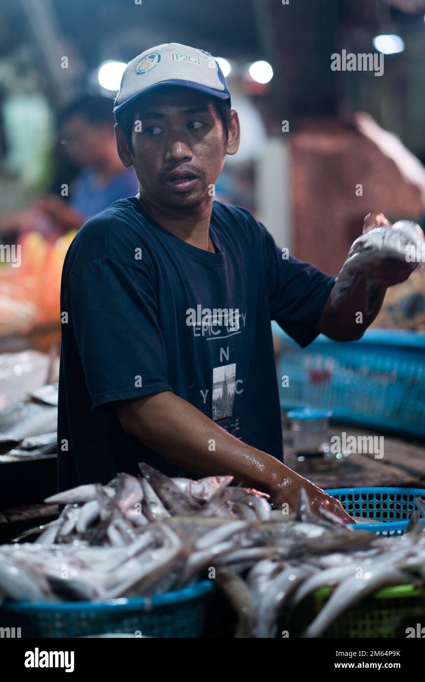 The traditional fish market, Pabean. Surabaya. Indonesia. January 2 ...