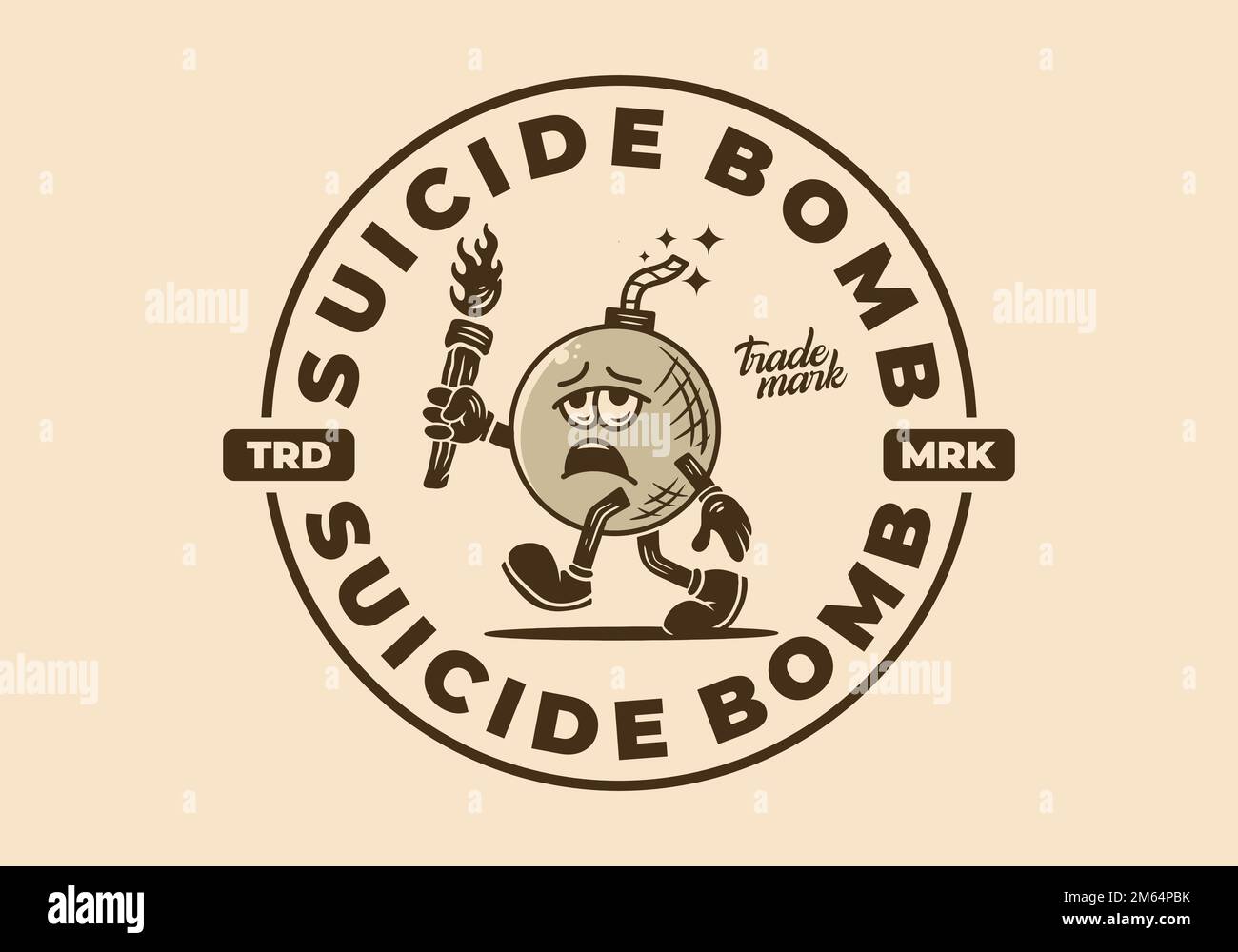 Mascot art illustration design of bomb carries a flaming torch Stock ...