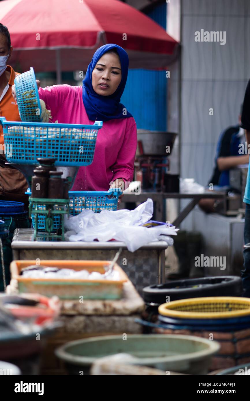 The traditional fish market, Pabean. Surabaya. Indonesia. January 2 ...