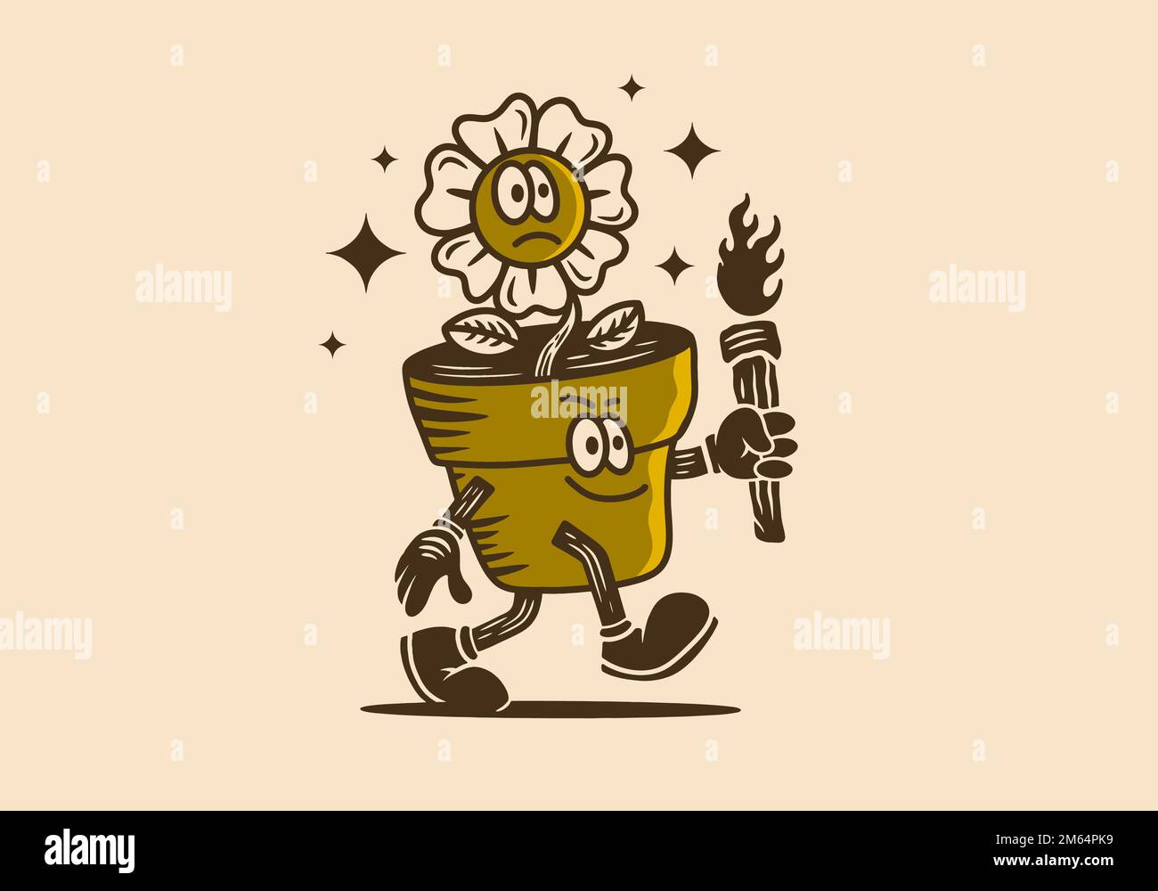 Mascot art illustration design of walking sunflower Stock Vector Image ...