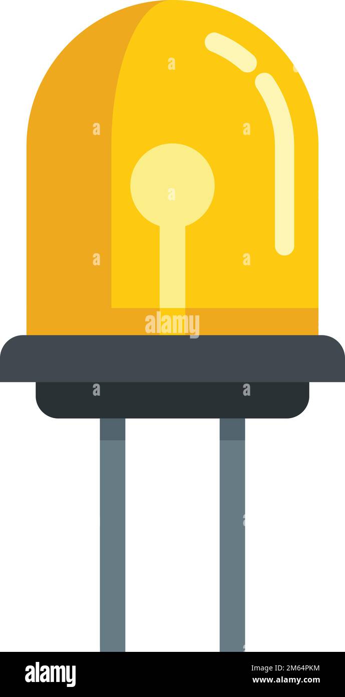 Light diode icon flat vector. Bulb component. Electric power isolated ...