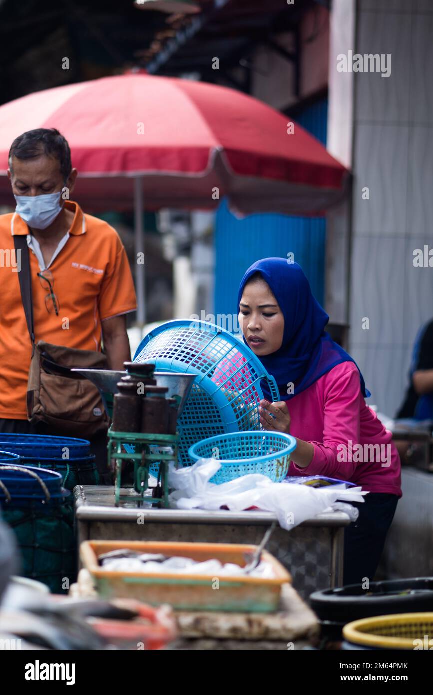 The traditional fish market, Pabean. Surabaya. Indonesia. January 2 ...