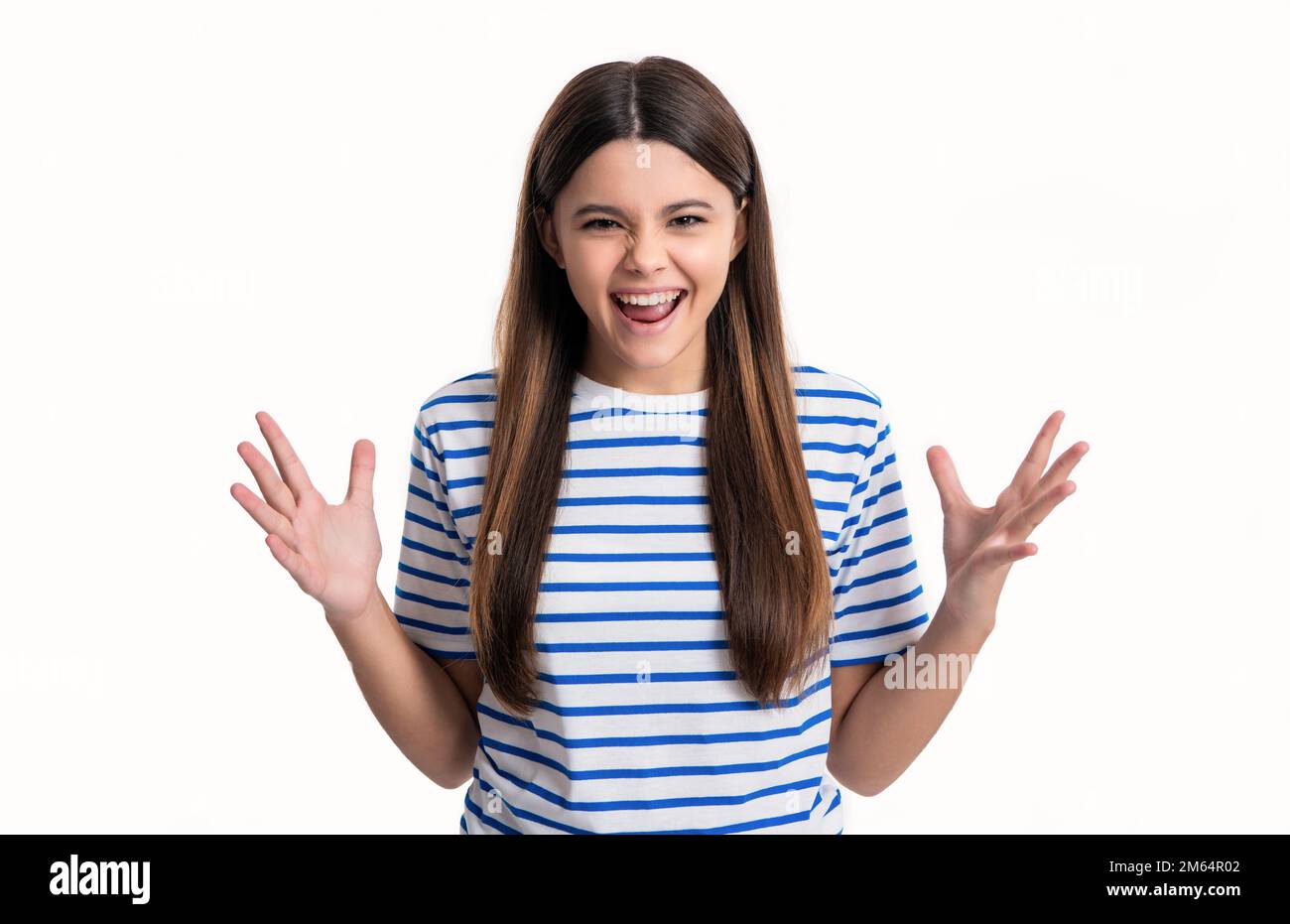 angry teen girl isolated on white background. portrait of angry teen ...