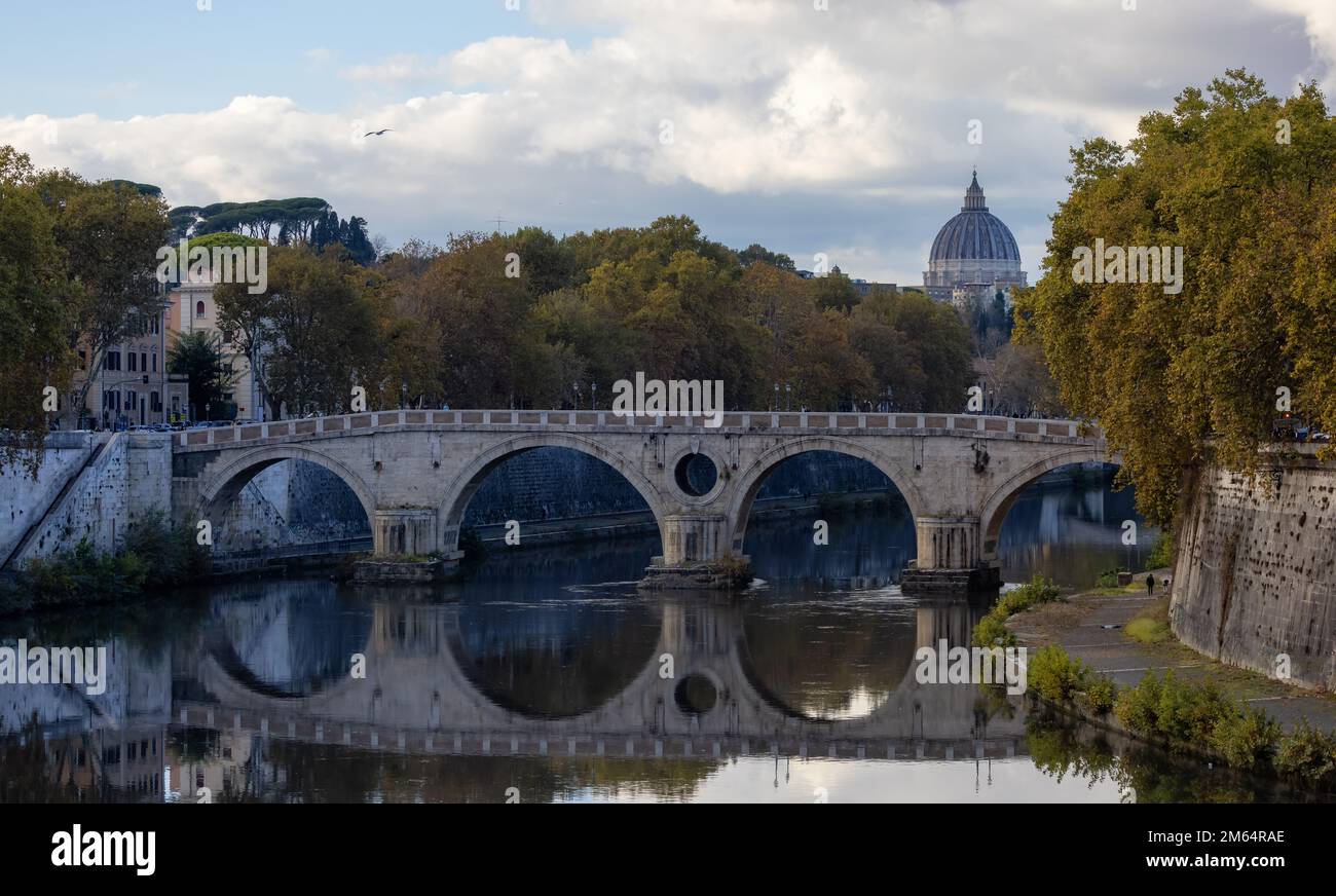 River Tiber and Bridge in a historic City, Rome, Italy Stock Photo - Alamy