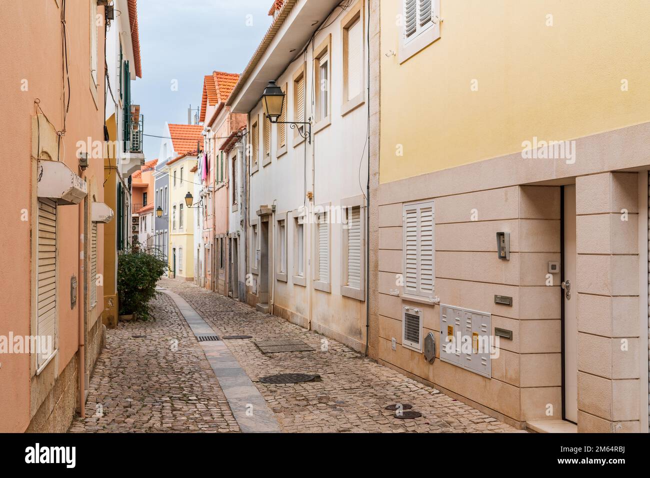Pedestrian cobblestone street in Cascais, Portugal Stock Photo - Alamy