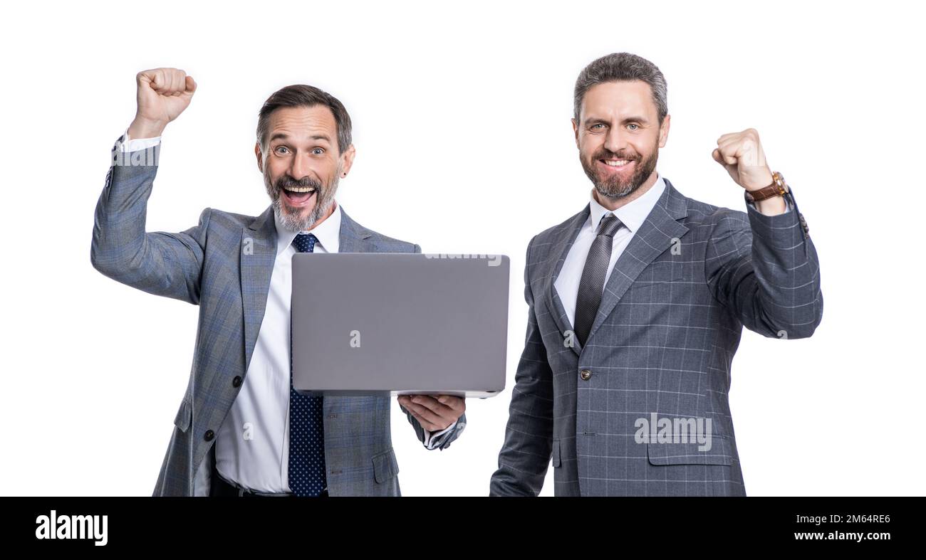 happy businessmen freelancer isolated on white background. businessmen ...