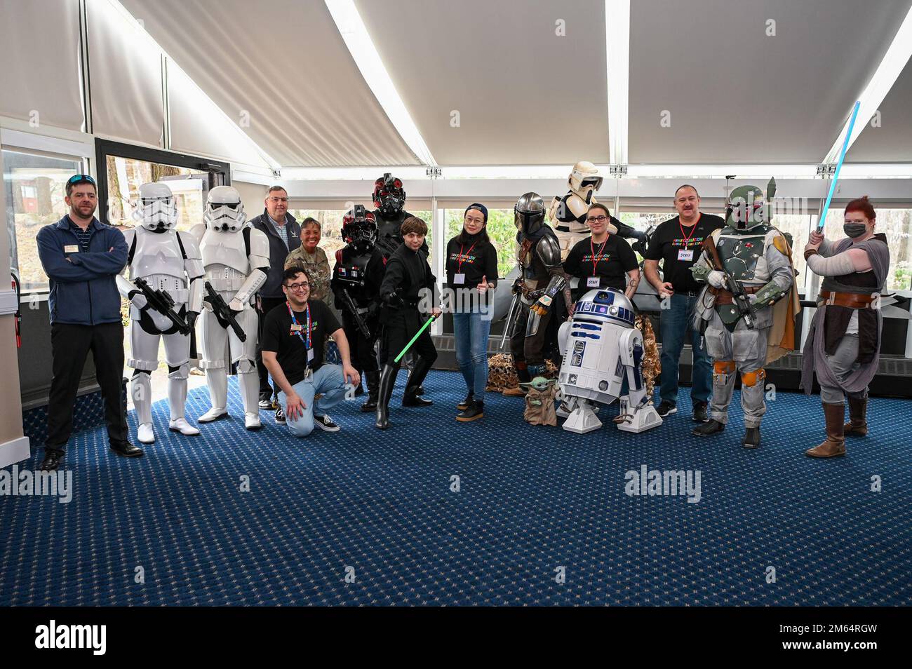 Members of the 501st New England Garrison stand for a photo with Col ...