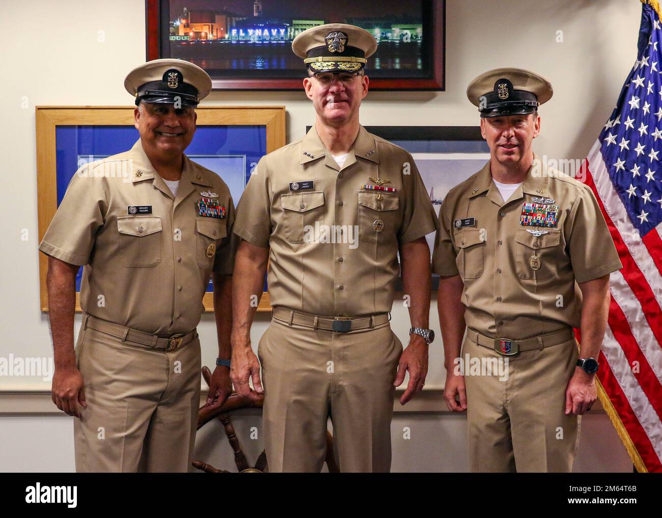 From left, Force Master Chief (FORCM) Greg A. Vidaurri, Vice Adm. Yancy ...