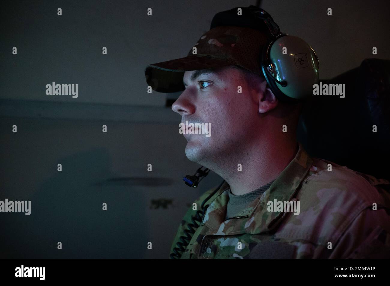 A U.S. Air Force airborne data system technician assigned to the 968th ...