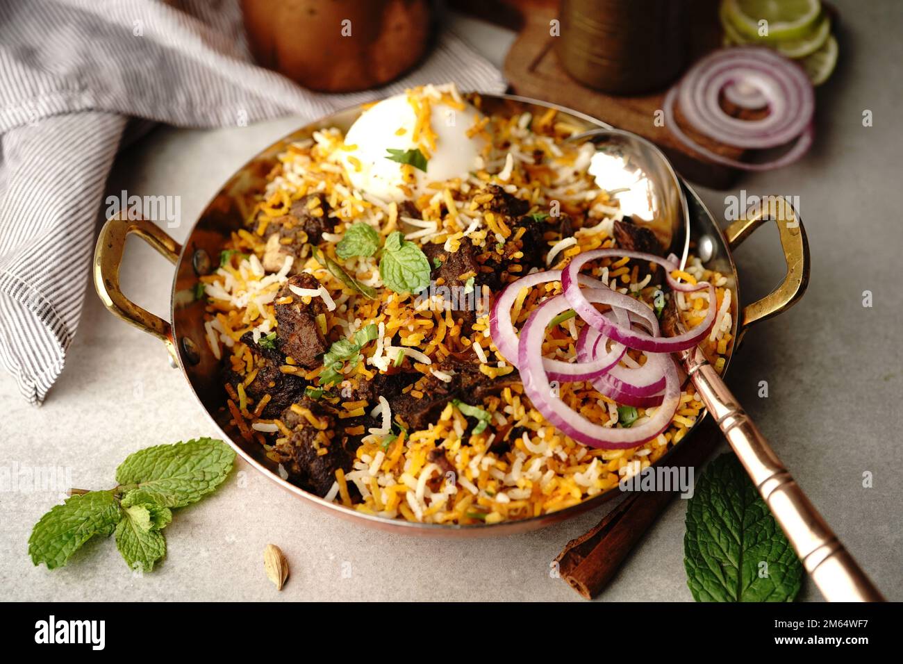 Homemade Goat Fry biryani | Mutton dum biryani served with yogurt raita ...