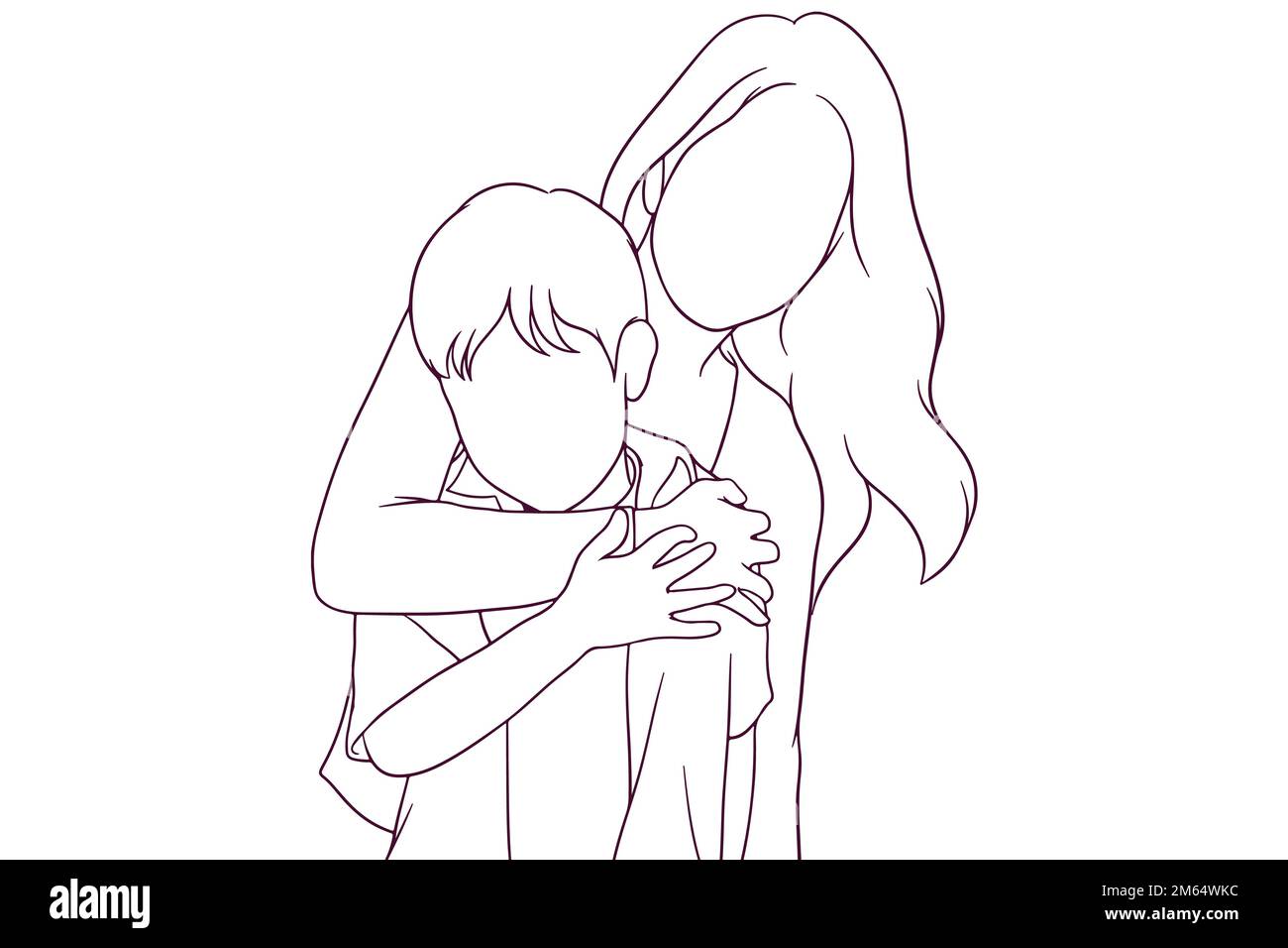 happy mom hugging her son hand drawn style vector illustration Stock Vector Image & Art - Alamy