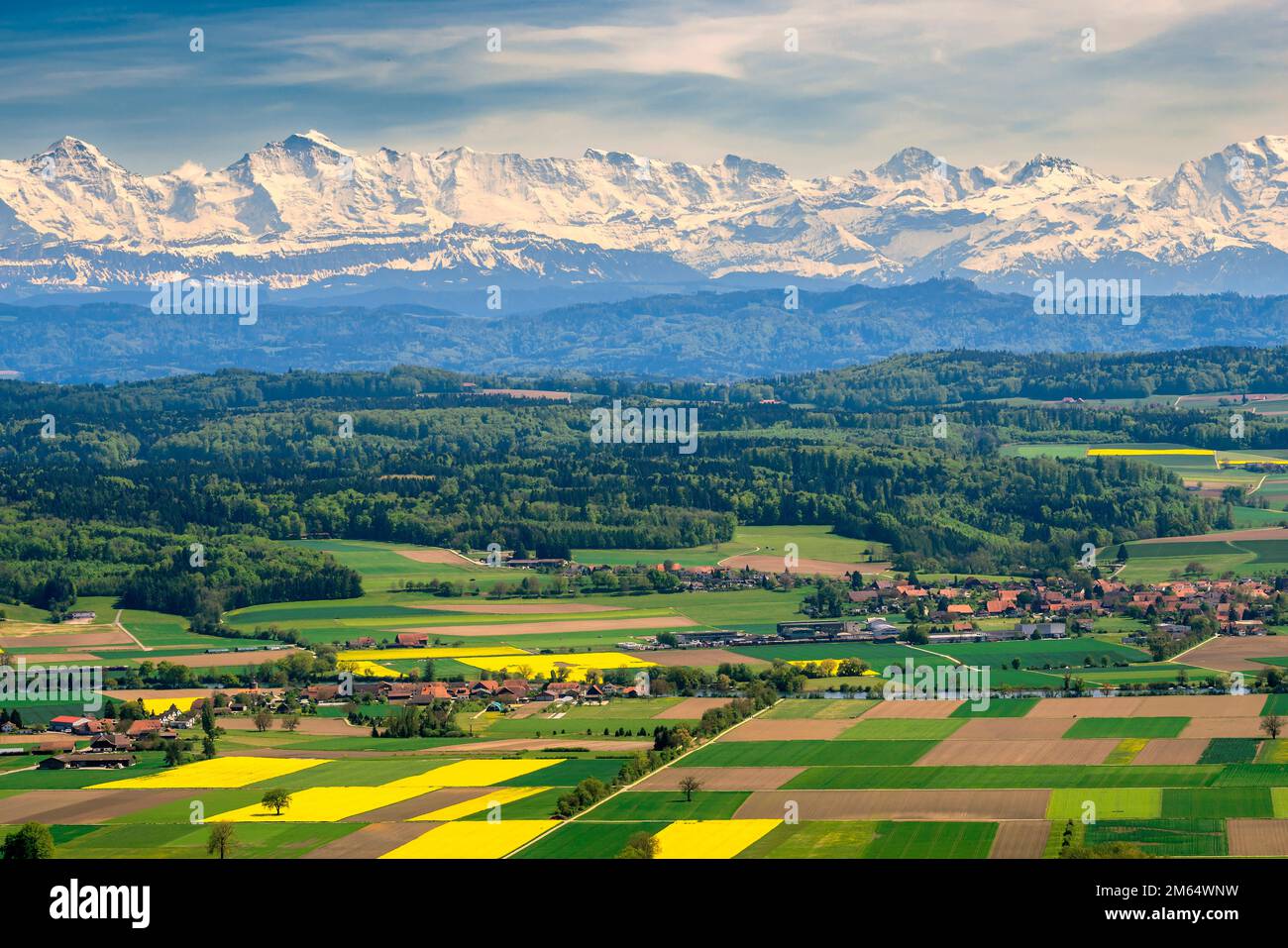 Panoramic view of Alpine landscape. Cantone Bern and Solothurn ...