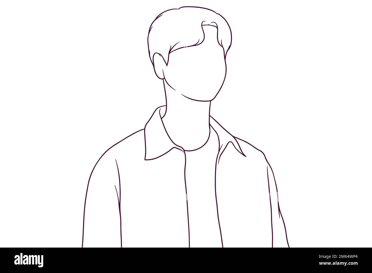 handsome young man wearing shirt hand drawn style vector illustration ...
