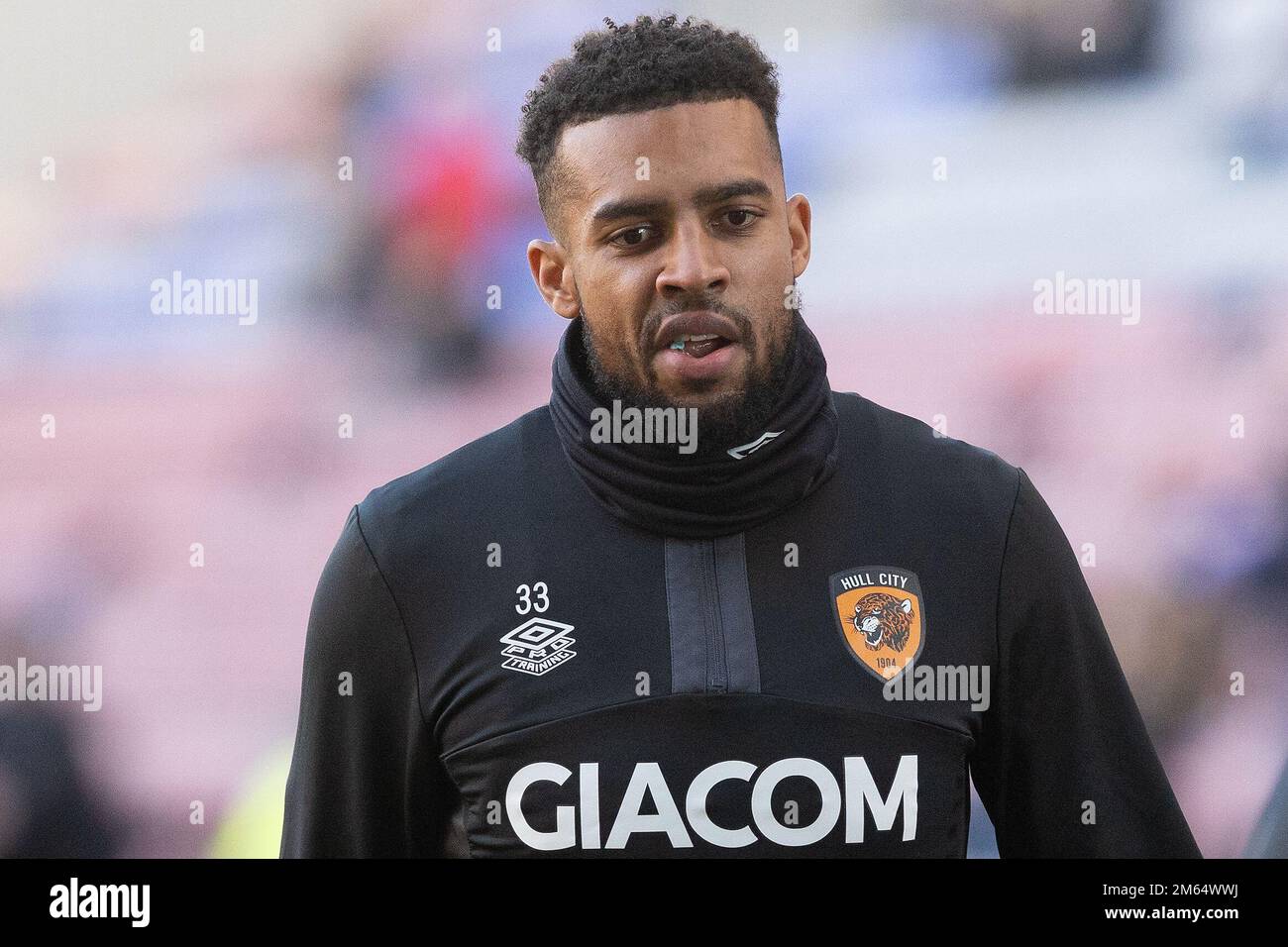 Cyrus Christie #33 of Hull City before the Sky Bet Championship match ...