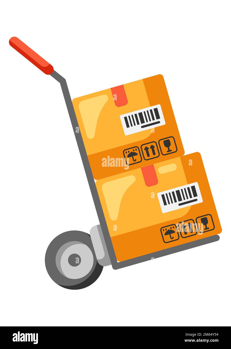 Illustration of trolley with two cardboard cargo boxes. Delivery of ...