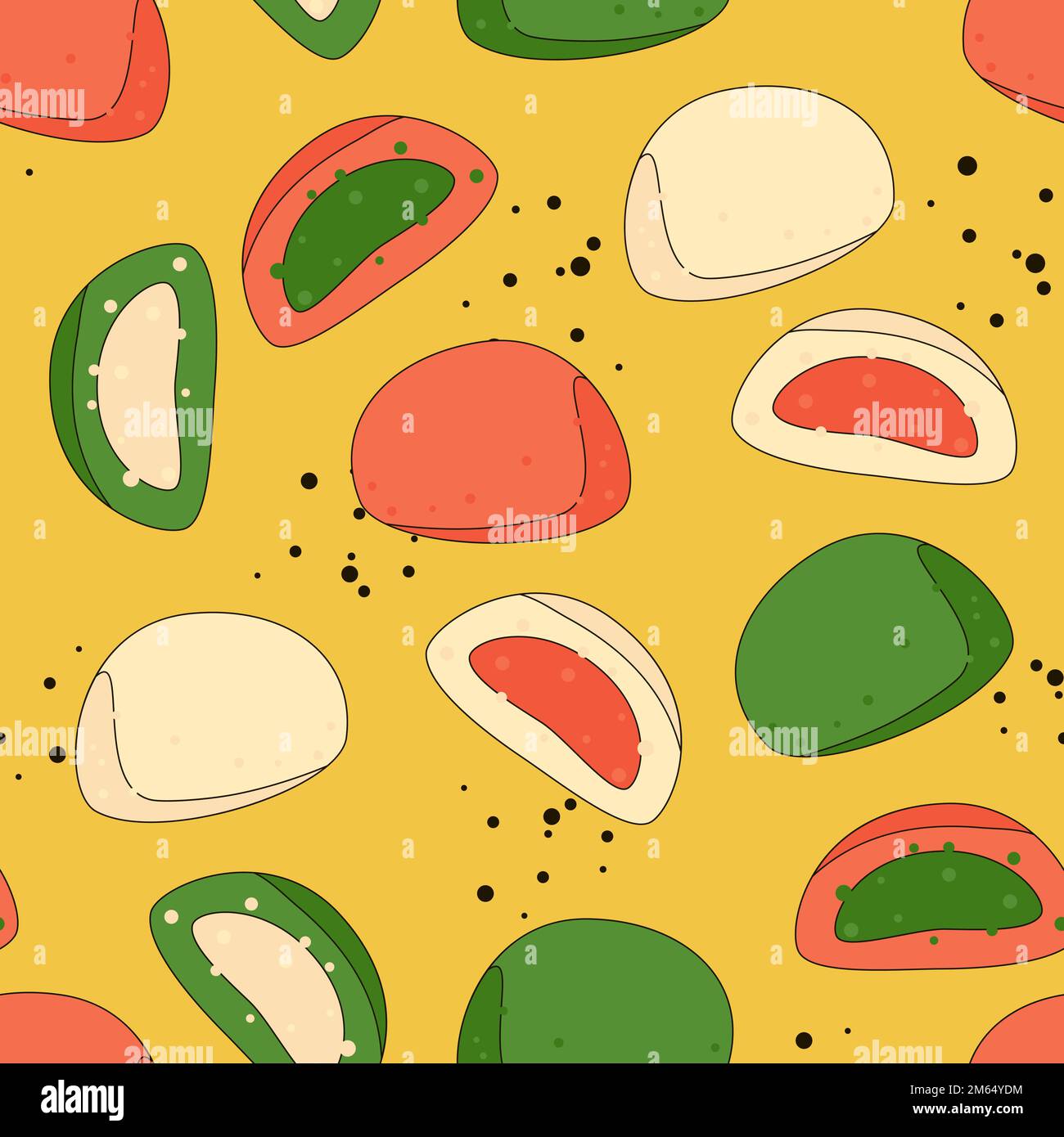 Korean street food seamless pattern. Steamed duns jjinppang with ...
