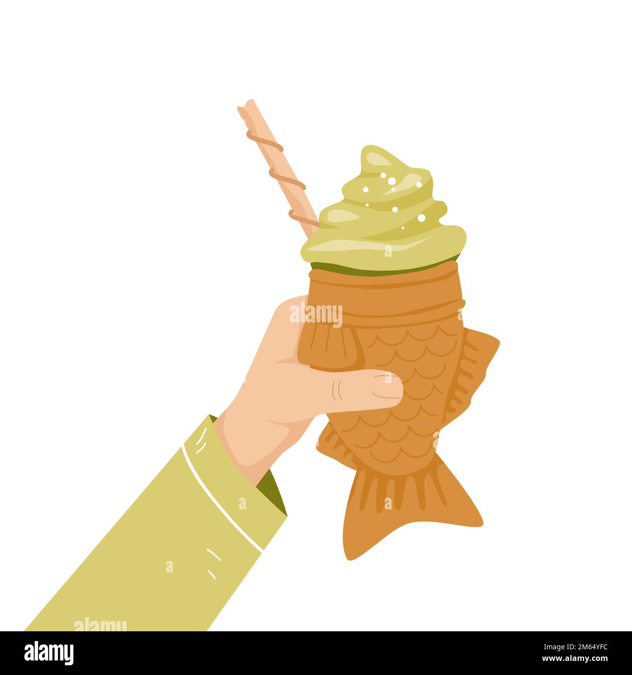 Human hand holding bungeoppang icecream. Korean street food fish shaped ...