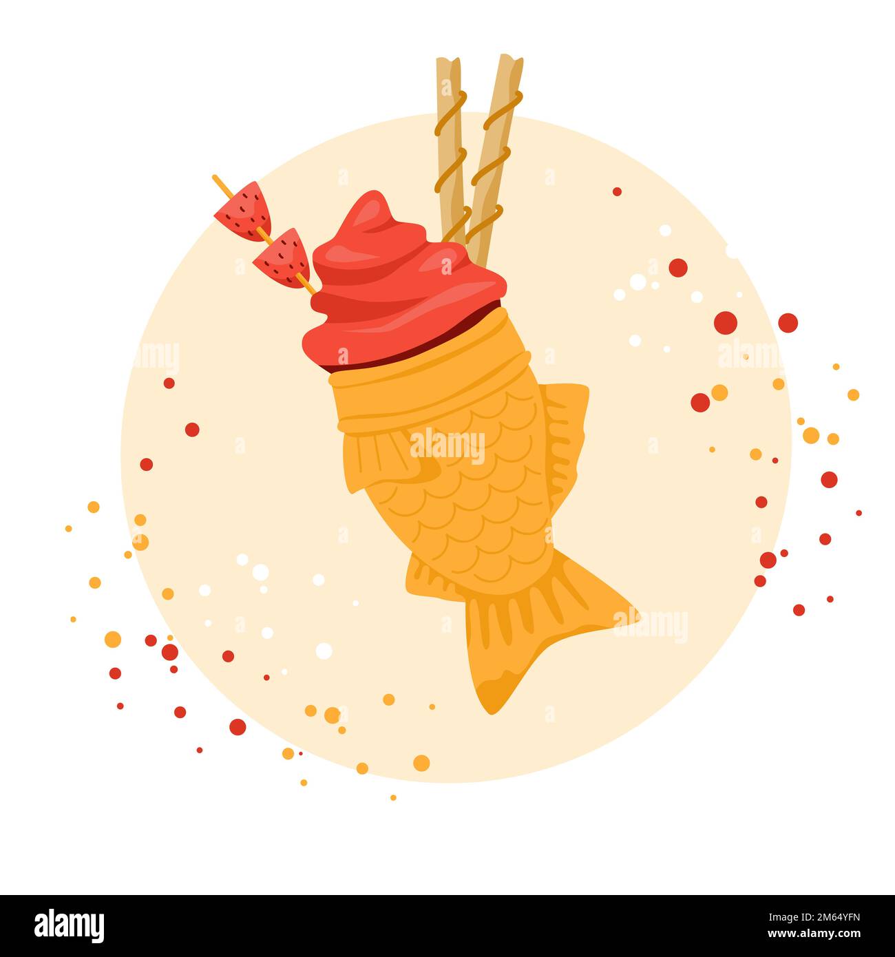 Korean street food sweet fish shaped pastry bugeoppang with icecream ...