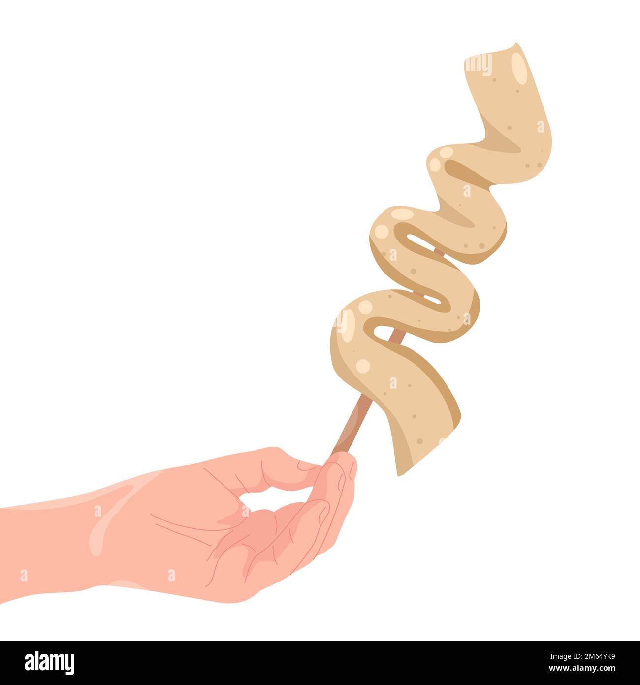 Human hand with eomuk on stick. Korean street food fish cake. Asian ...