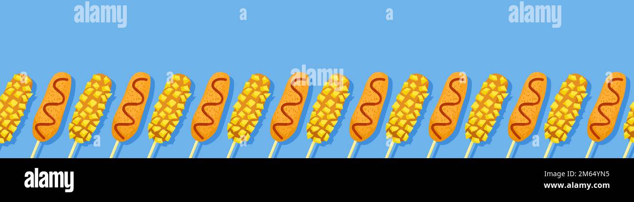 Korean street food banner. Horizontal seamless pattern from asian stick ...