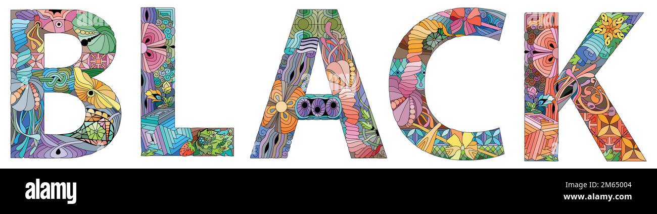 Hand-painted art design. Hand drawn illustration word BLACK for t-shirt ...