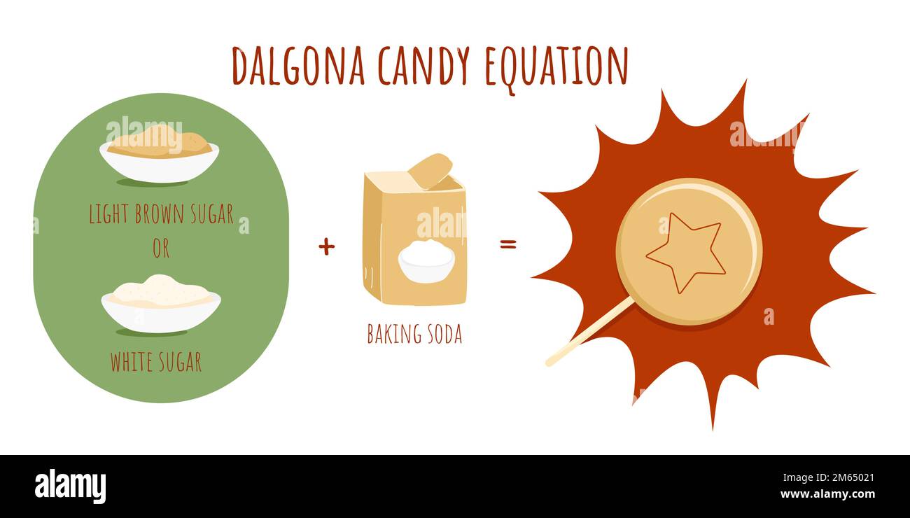 Dalgona candy recipe ingredients. Korean street food traditional sweets ...