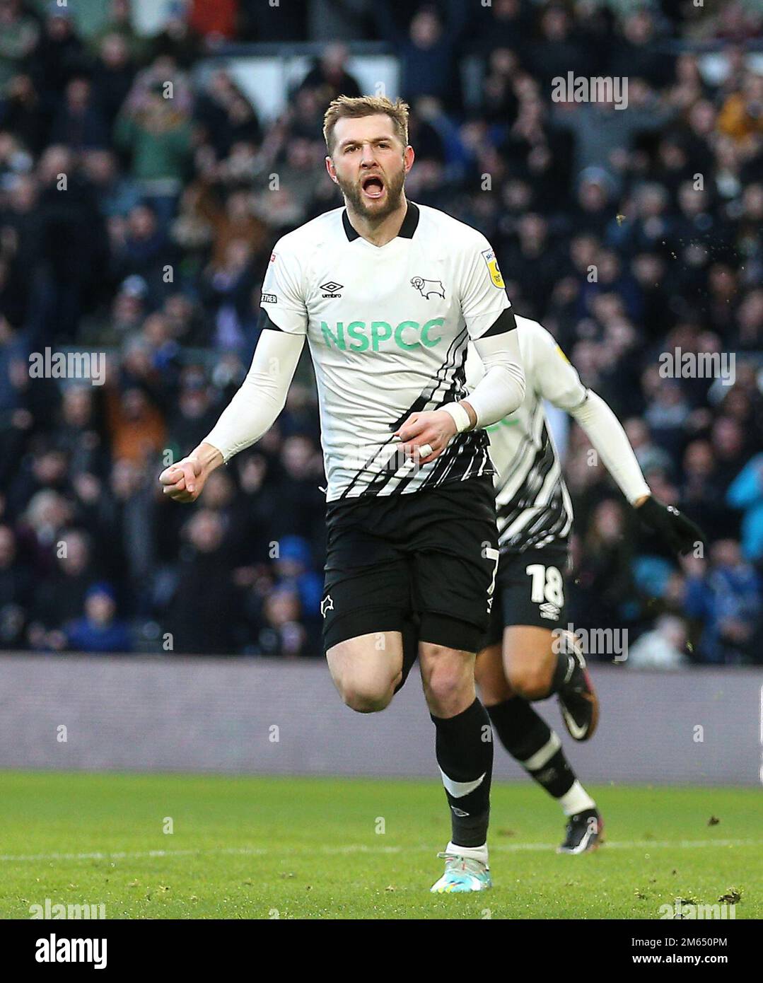 Derby County's Tom Barkhuizen celebrates scoring their side's first ...