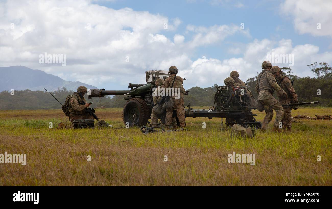 Hawaii Army National Guard Soldiers of Bravo Battery, 1st Battalion, 487th Field Artillery ...