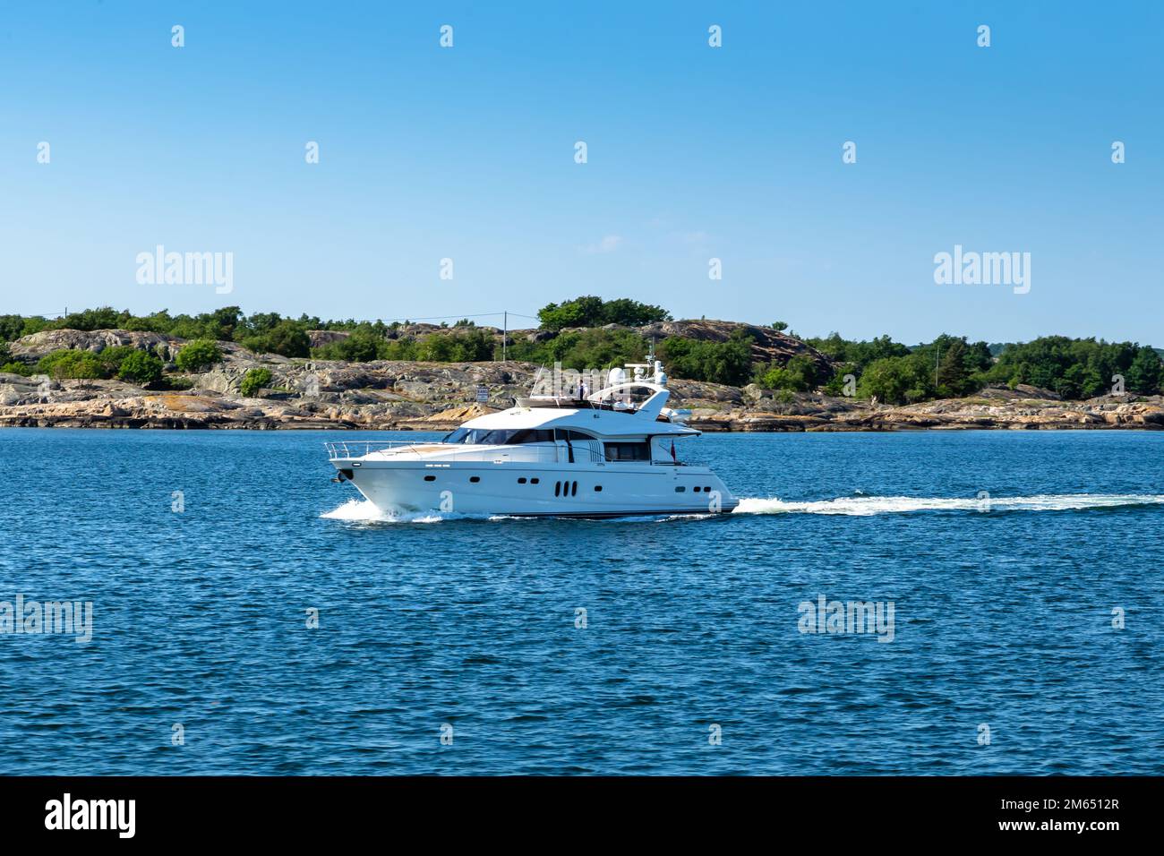 Sailing around Vrango, Gothenburg Archipelago, calm seas, blue sky and ...