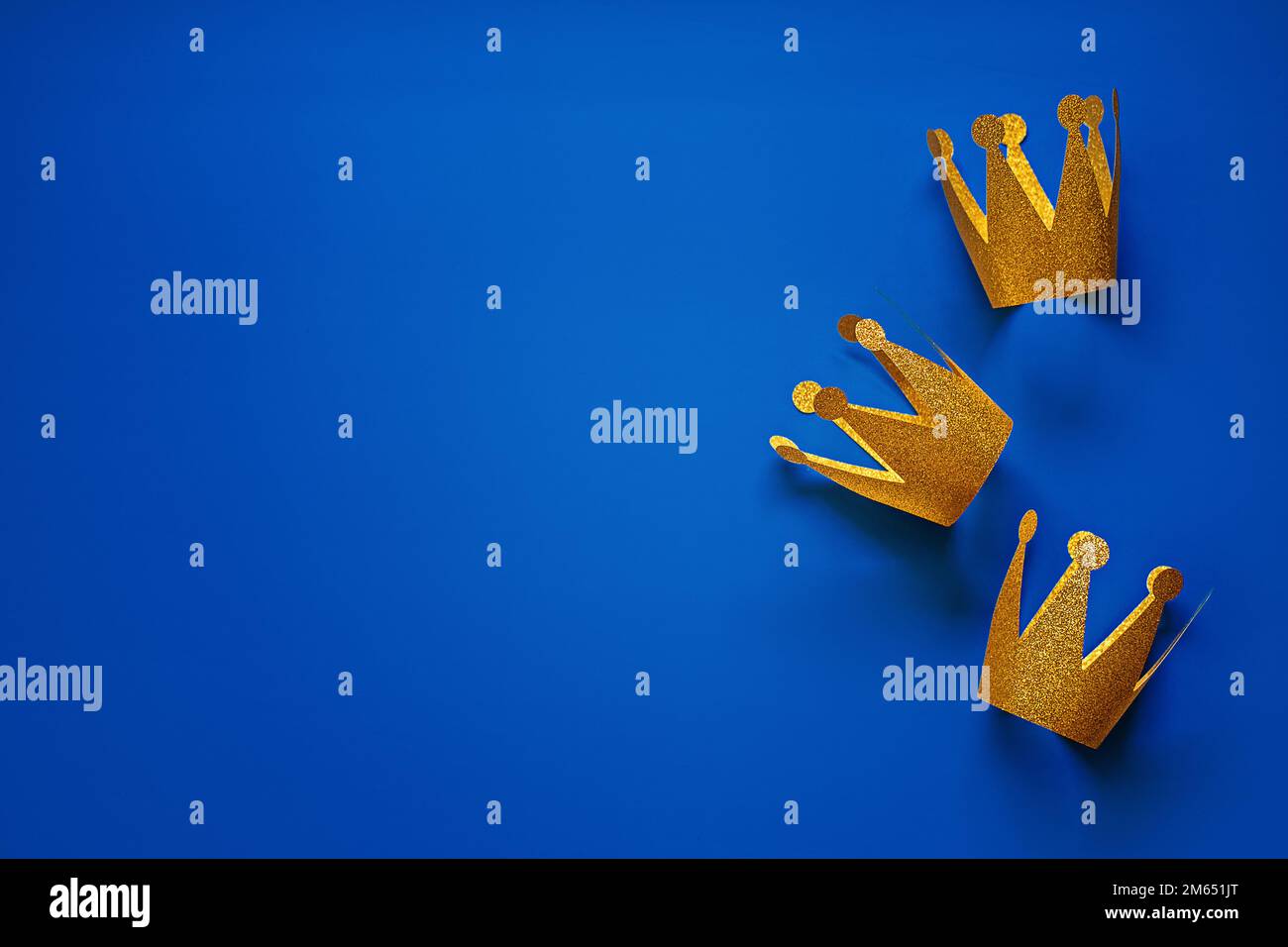 Happy Epiphany Day, Three Kings Day greeting card with three gold ...