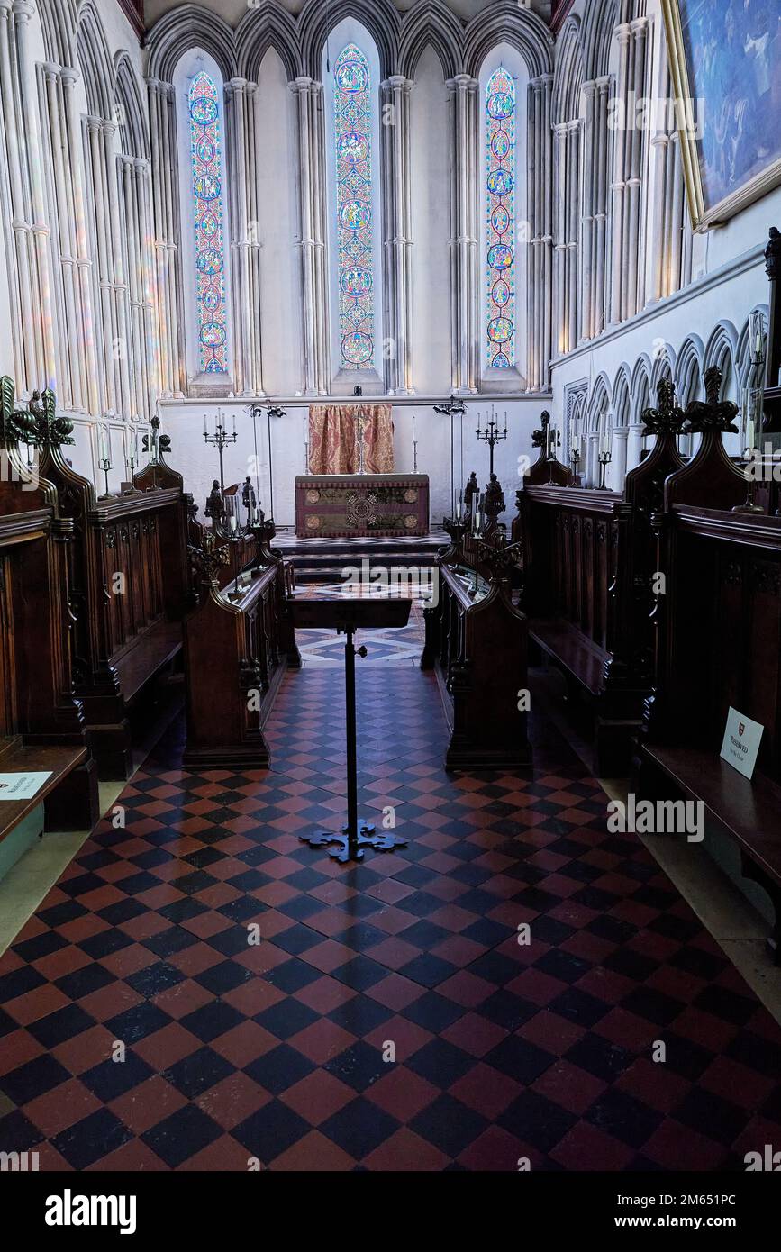 Altar and nave in the medieval chapel at Jesus college, university of ...