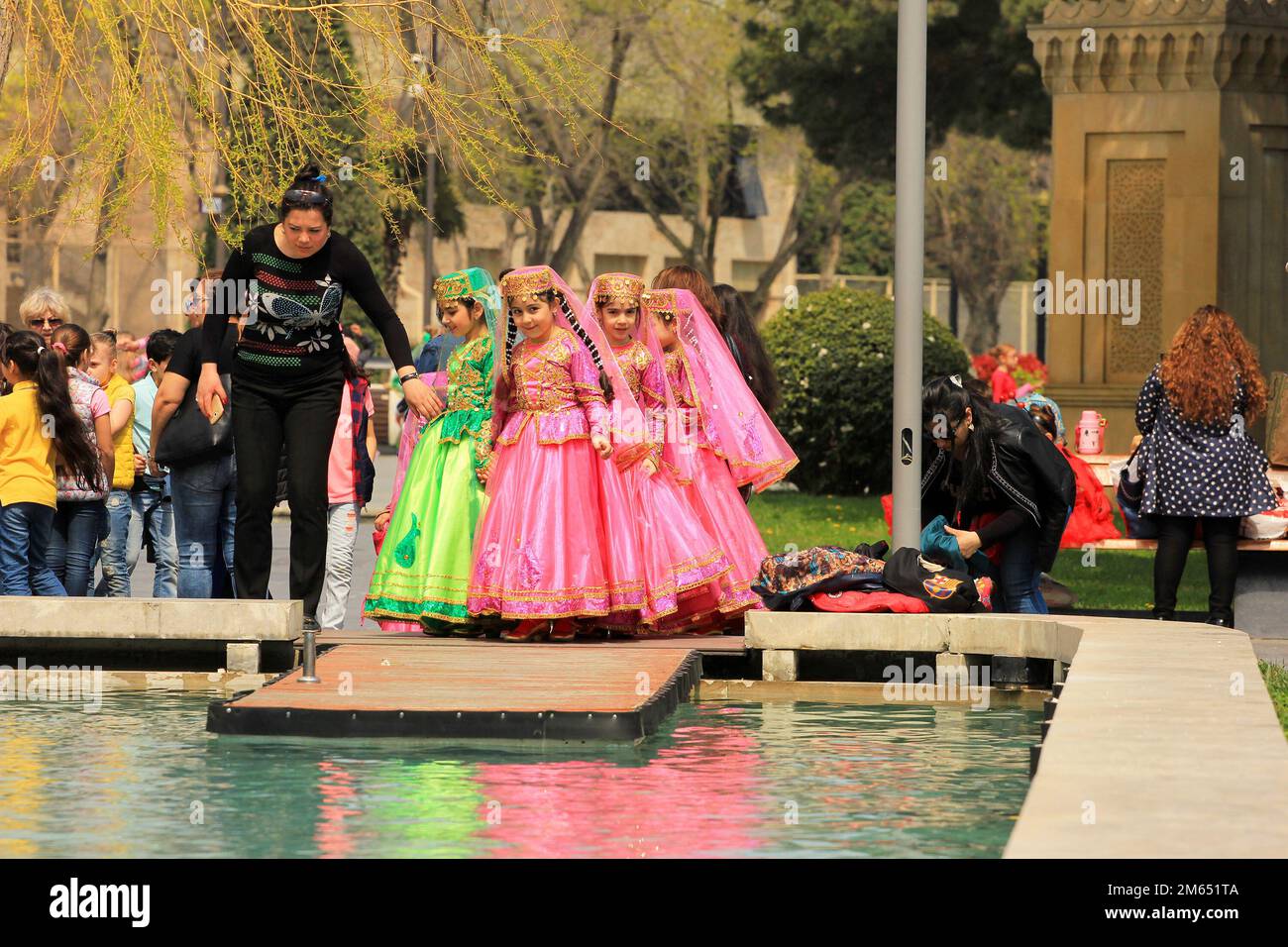 Baku. Azerbaijan. 04.08.2017. Children in national costumes at the ...