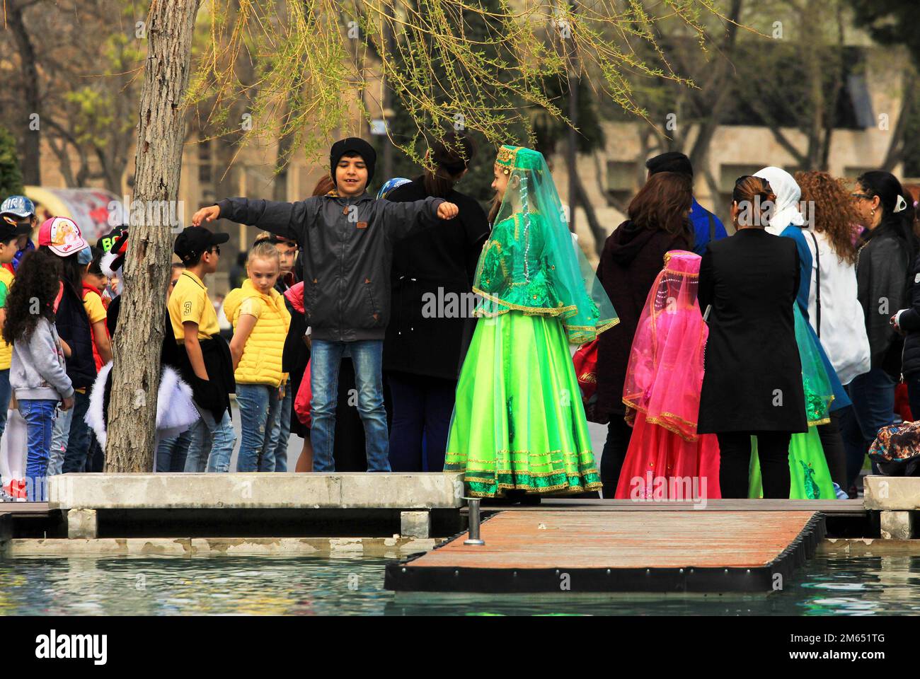 Baku. Azerbaijan. 04.08.2017. Children in national costumes at the ...