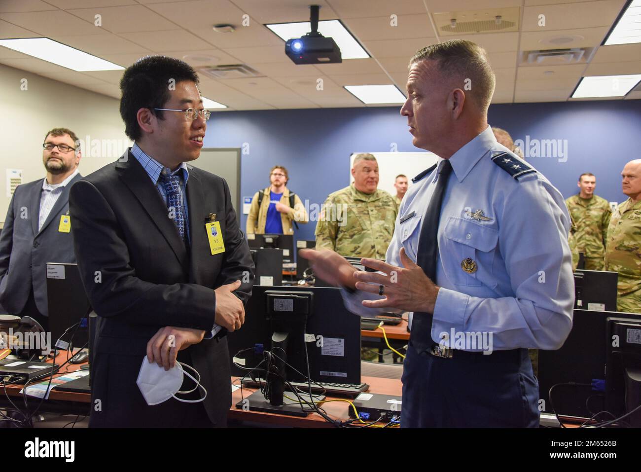 Maj Gen Richard Neely, Adjutant General, State of Illinois, speaks with ...