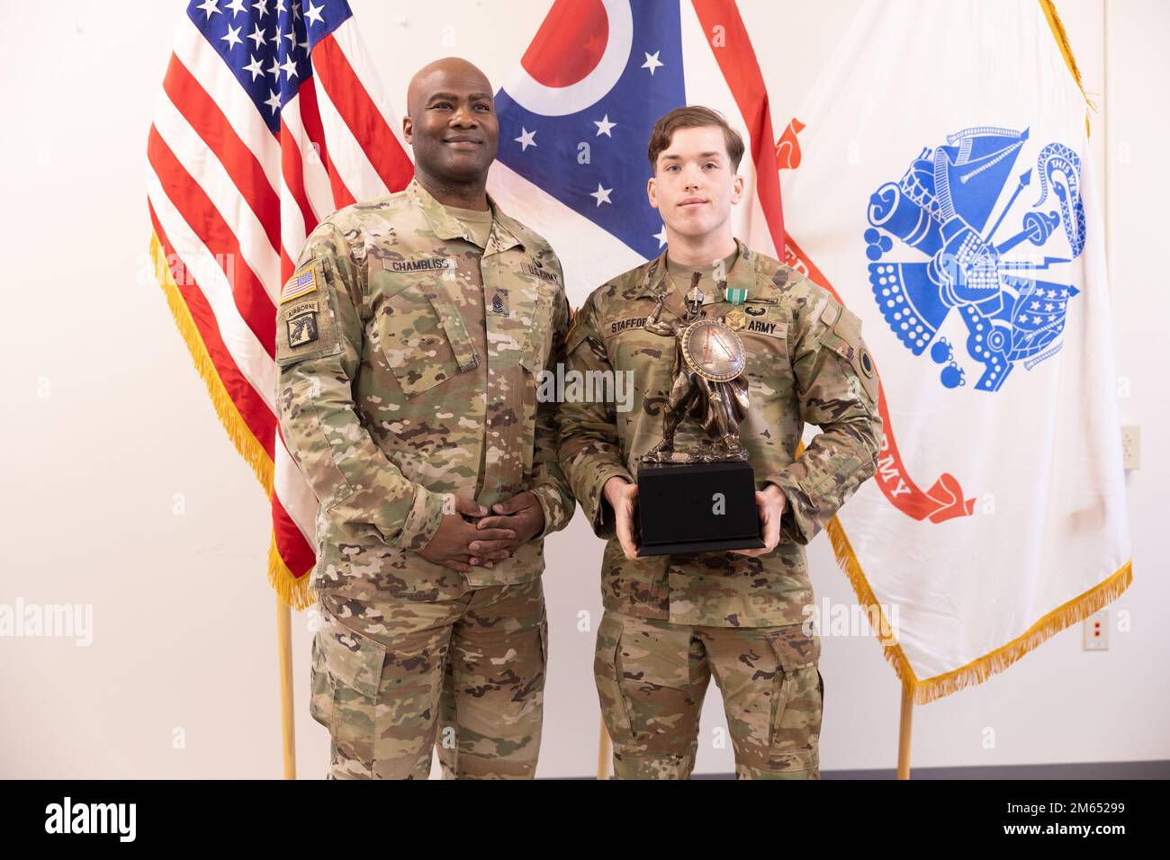 Sgt. Christian Stafford, 37th Infantry Brigade Combat Team, stands with ...