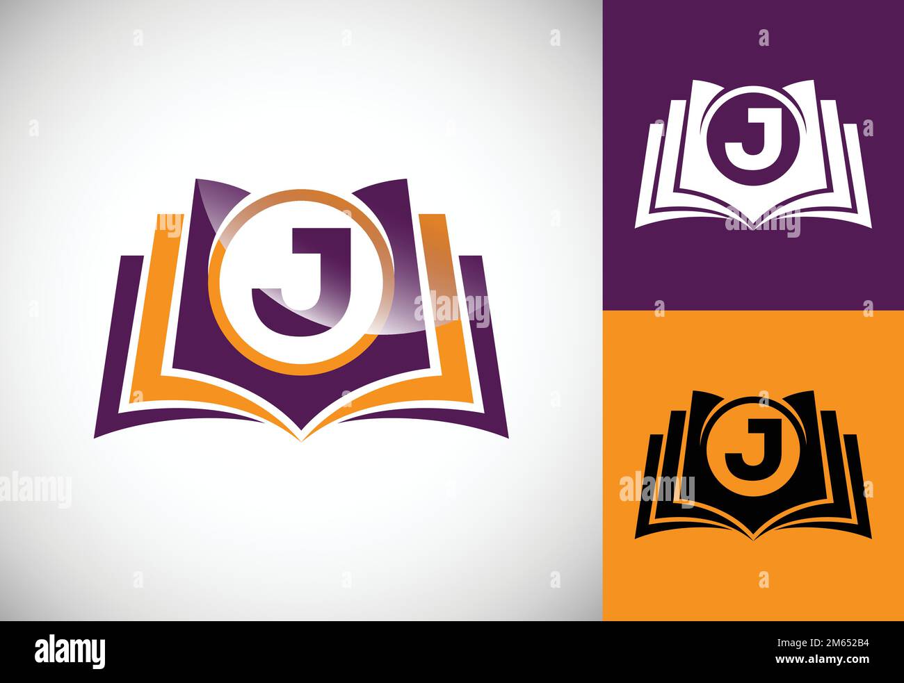 Initial alphabet J with the book. Creative book vector logo design ...