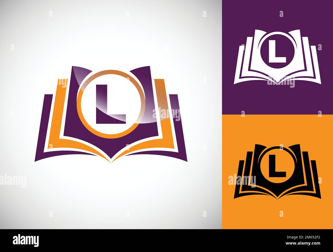 Initial alphabet L with the book. Creative book vector logo design ...
