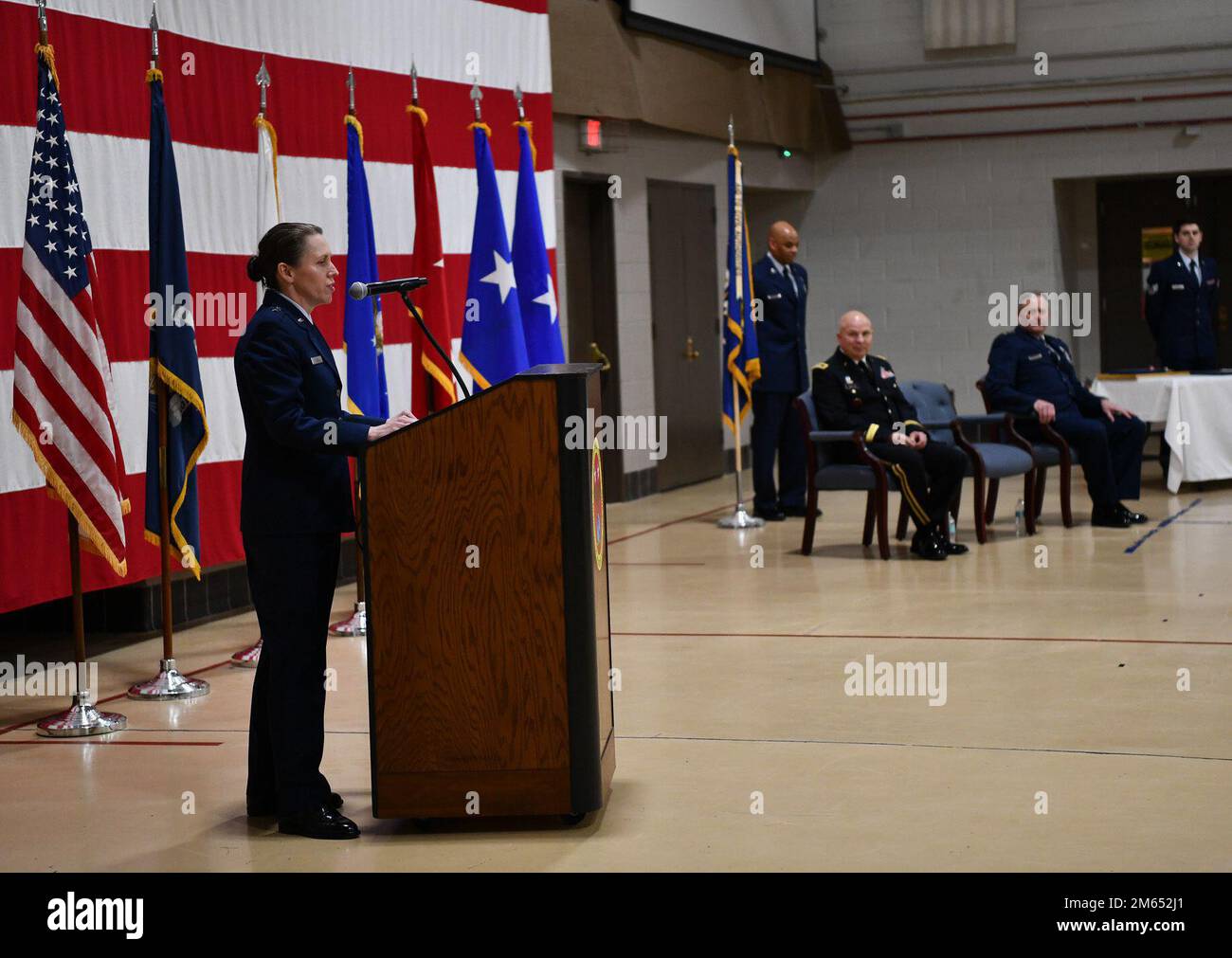 U.S. Air Force Brig. Gen. Denise Donnell speaks to assembled leaders of ...