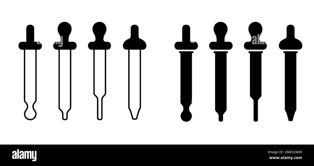 Cartoon dropper icon. Pipette mockups for dropper bottle. Vector front ...