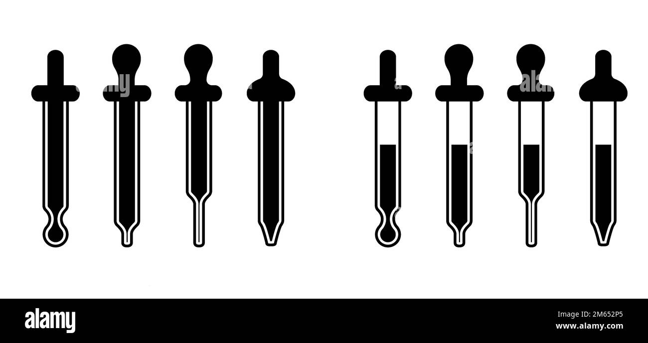 Cartoon dropper icon. Pipette mockups for dropper bottle. Vector front ...