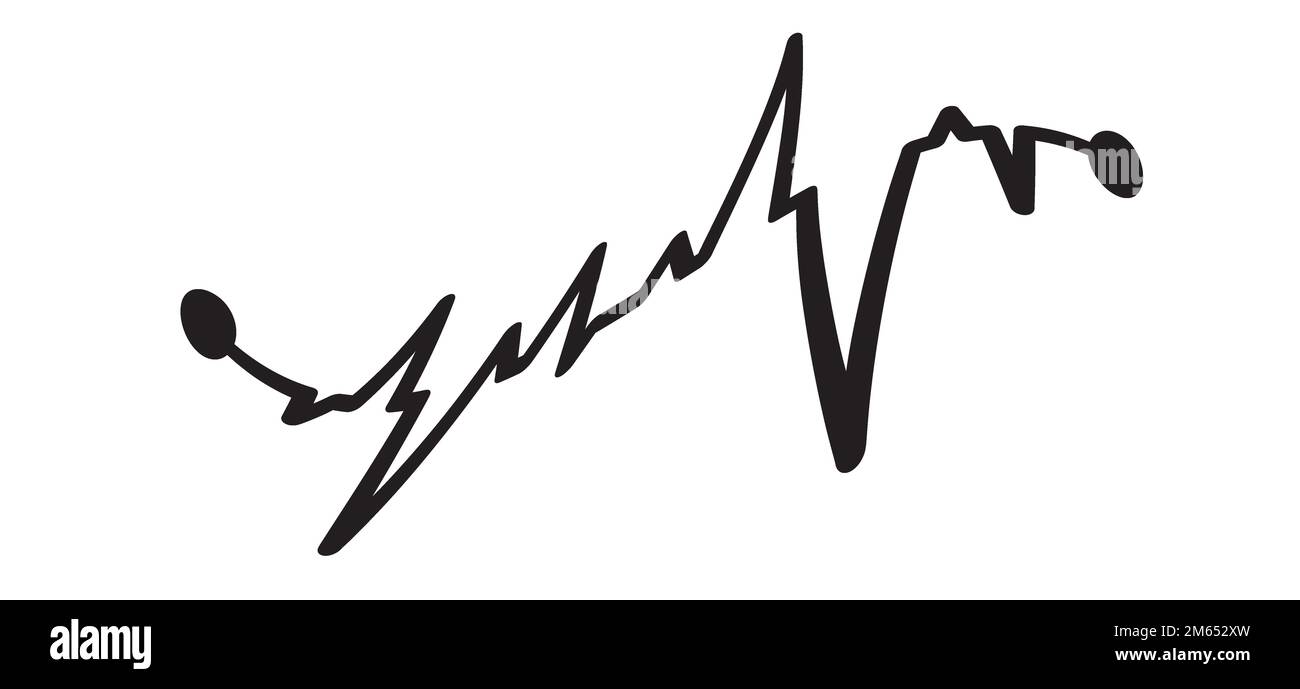 Cartoon heartbeat line pulse, wave. Heart cardiogram. Drawing rhythm ...