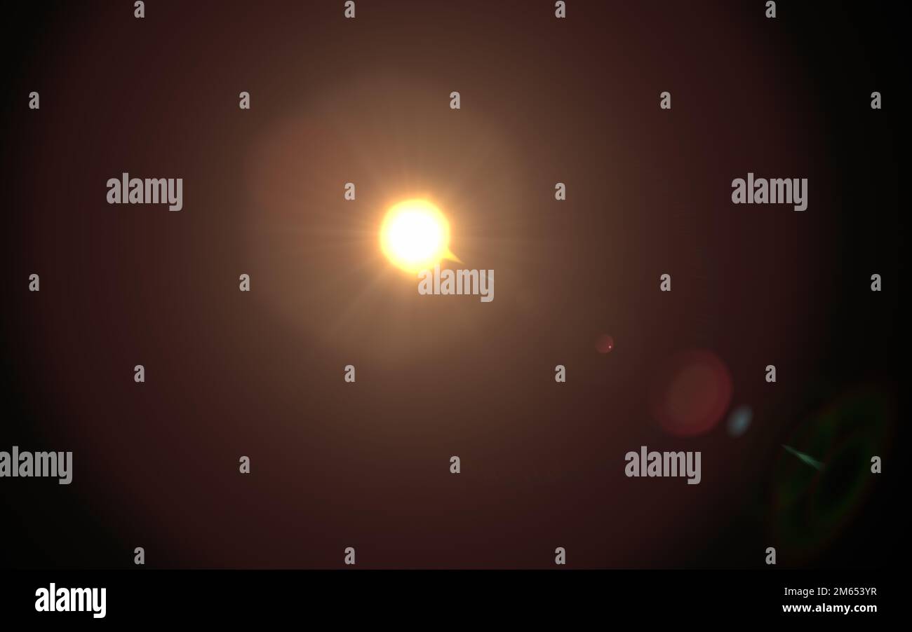 Lens flare glow light effect on black background. image of sun rays ...