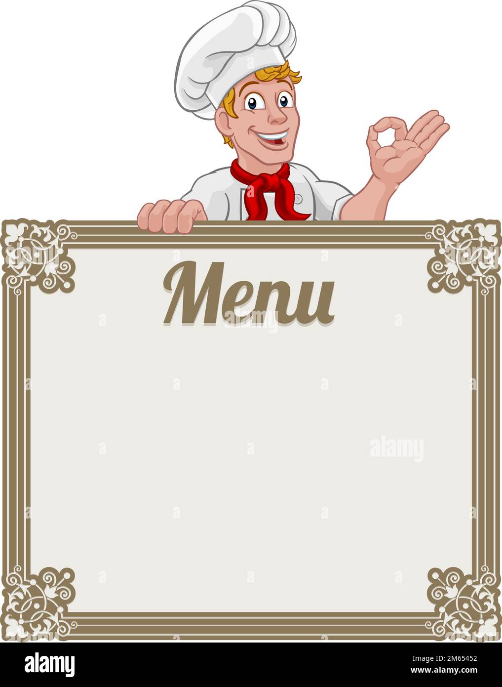 Chef Cook Baker Cartoon Man Menu Sign Background Stock Vector Image ...