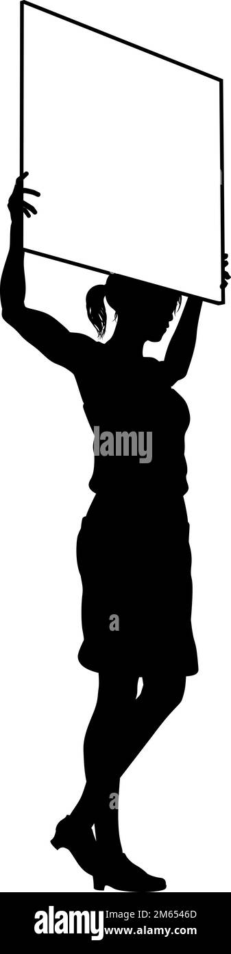 Protest Rally March Picket Sign Silhouette Person Stock Vector Image ...