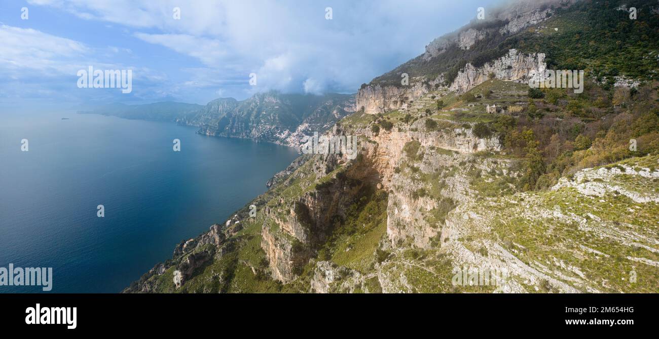 Amalfi coast mountains on Sentiero degli Dei, Path of the Gods, Italy ...