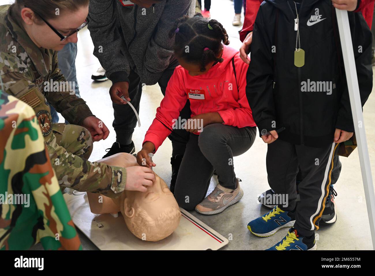 An Airman from the 19th Operational Medical Readiness Squadron gives ...