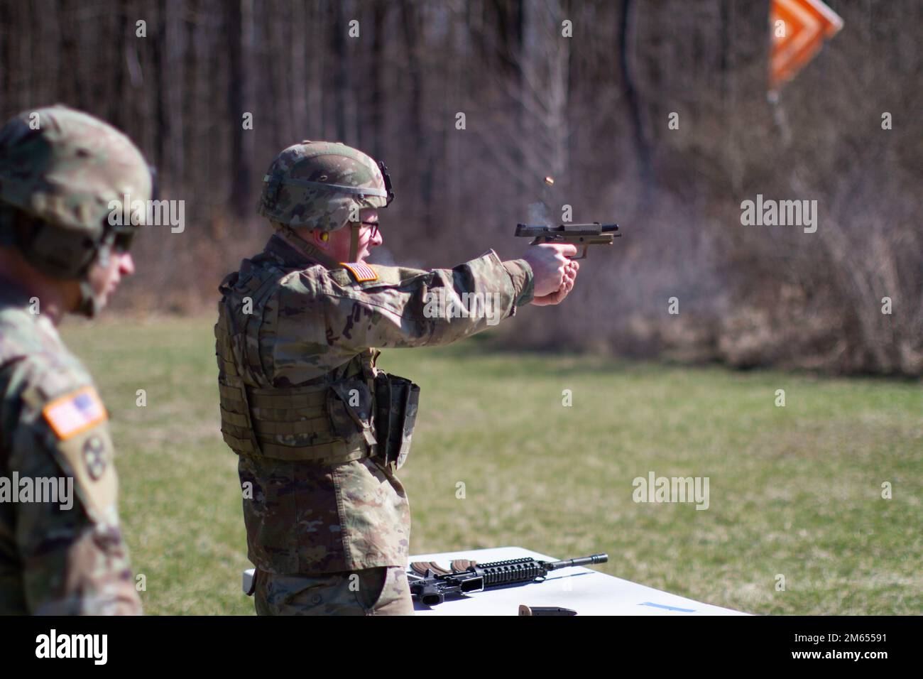 Sgt. Brennen Birkemeier, 16th Engineer Brigade, shoots the M17 modular ...