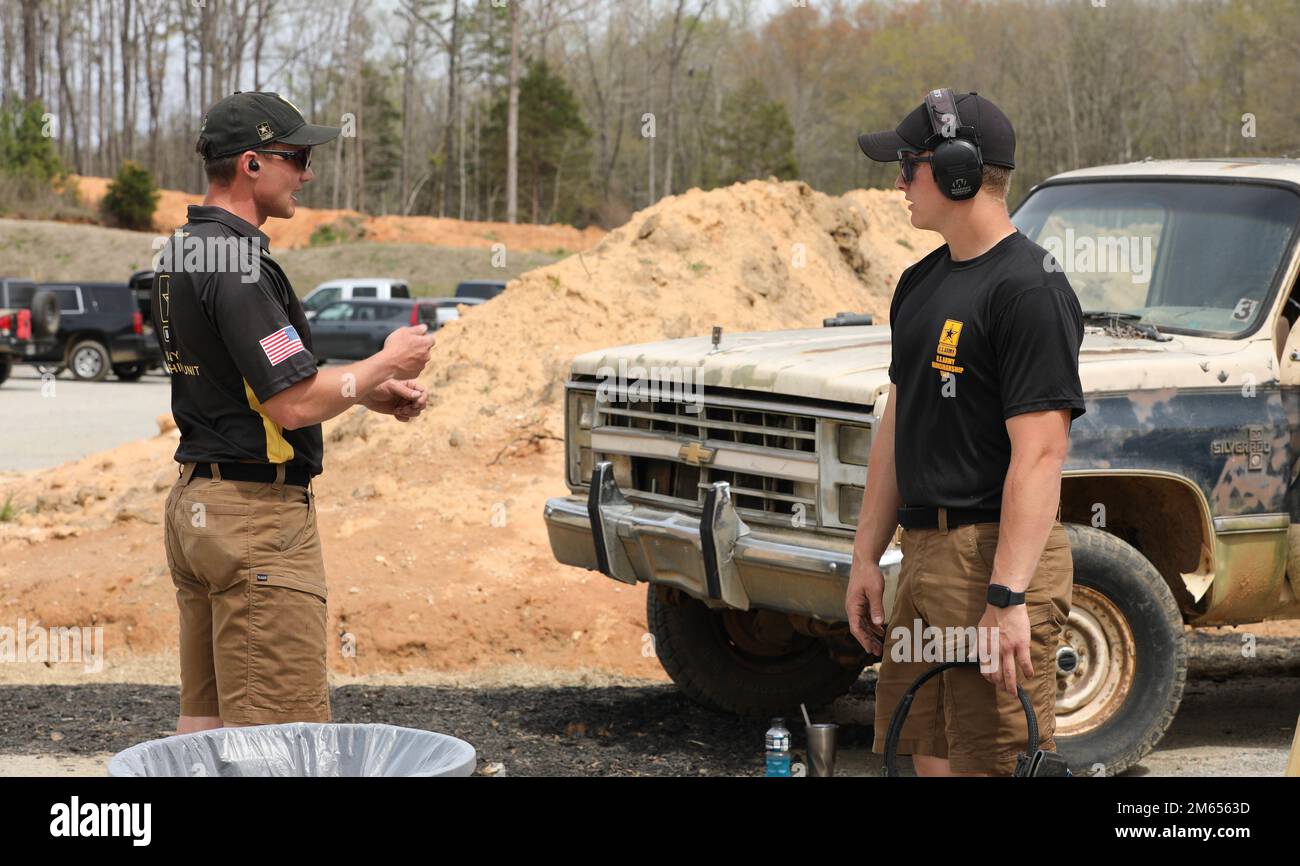 U.S. Army Marksmanship Unit Action Shooting Team members Pvt. 2nd Class ...